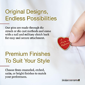 SHOP AWARDS AND GIFTS 5/8 Inch Gold Heart Red Enameled I Make A Difference Lapel Pin, Employee Appreciation Staff Recognition Award Inspirational Motivational Gifts, Pack of 12