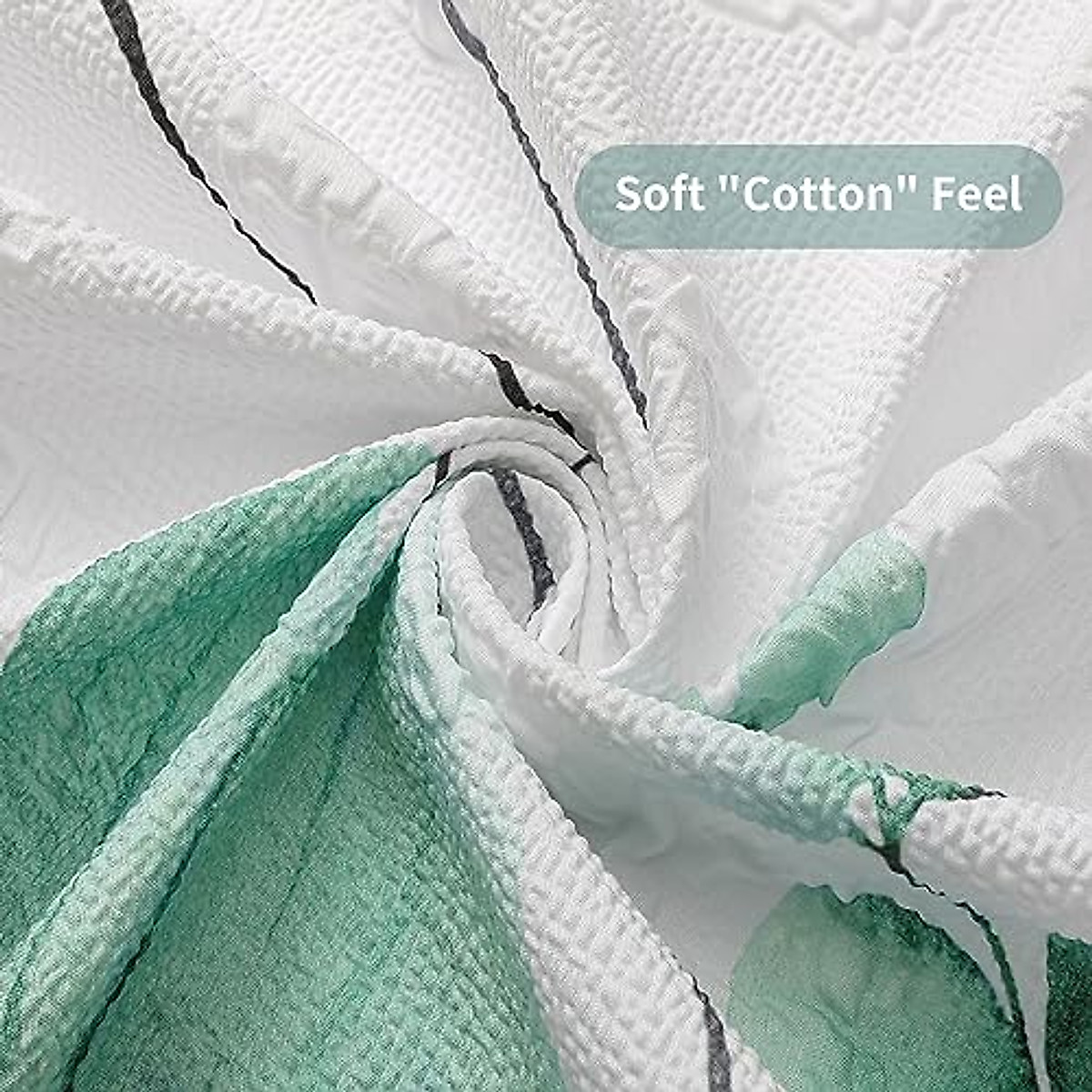 QiyI Watercolor Floral Shower Curtain, 3D Embossed Butterflies Sage Green Flower Bathroom Curtain, Minimalist White Cloth Bath Curtain, Waterproof Fabric Textured Shower Curtain Set with Hooks, 72x72