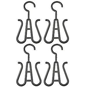 HJ Garden 4PCS Plastic Slippers Hook, Bike Shoe Holder, Sturdy Shoe Racks Compatible with Peloton Exercise Bike, Hanging Shoe Organizer with Double Hooks, Multi-Function Shoes Drying Rack, Black
