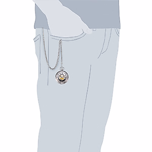 TREEWETO Men's Retro Mechanical Pocket Watch Silver Double Case Roman Numerals Gift for Man with Box