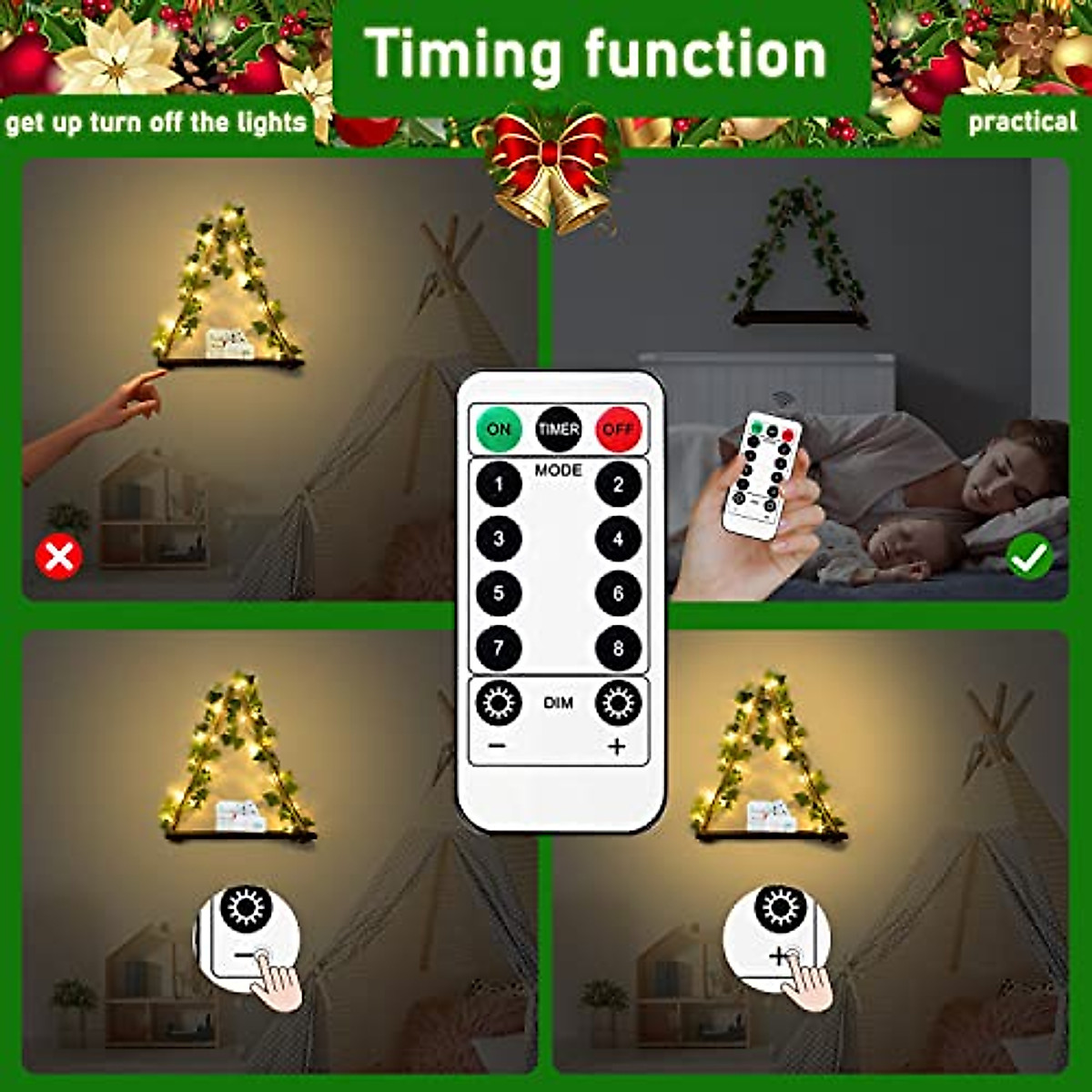 Doozx Hanging Shelves with Led-Strip - Set of 2, Macrame Wall Hanging Shelves for Wall Decor for Bedroom Living Room Bathroom, Boho Room Decor Aesthetic, Hanging Shelf, Wall Shelves Plant Decor