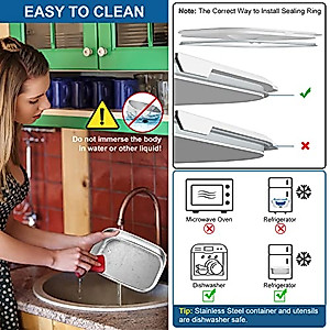 PMALLCITY 60W Electric Lunch Box with Power Switch for Adults, Portable Heated Lunch Boxes, 2023 Version Mini Microwave Food Warmer, 1.5L Stainless Steel Food Containers - Blue