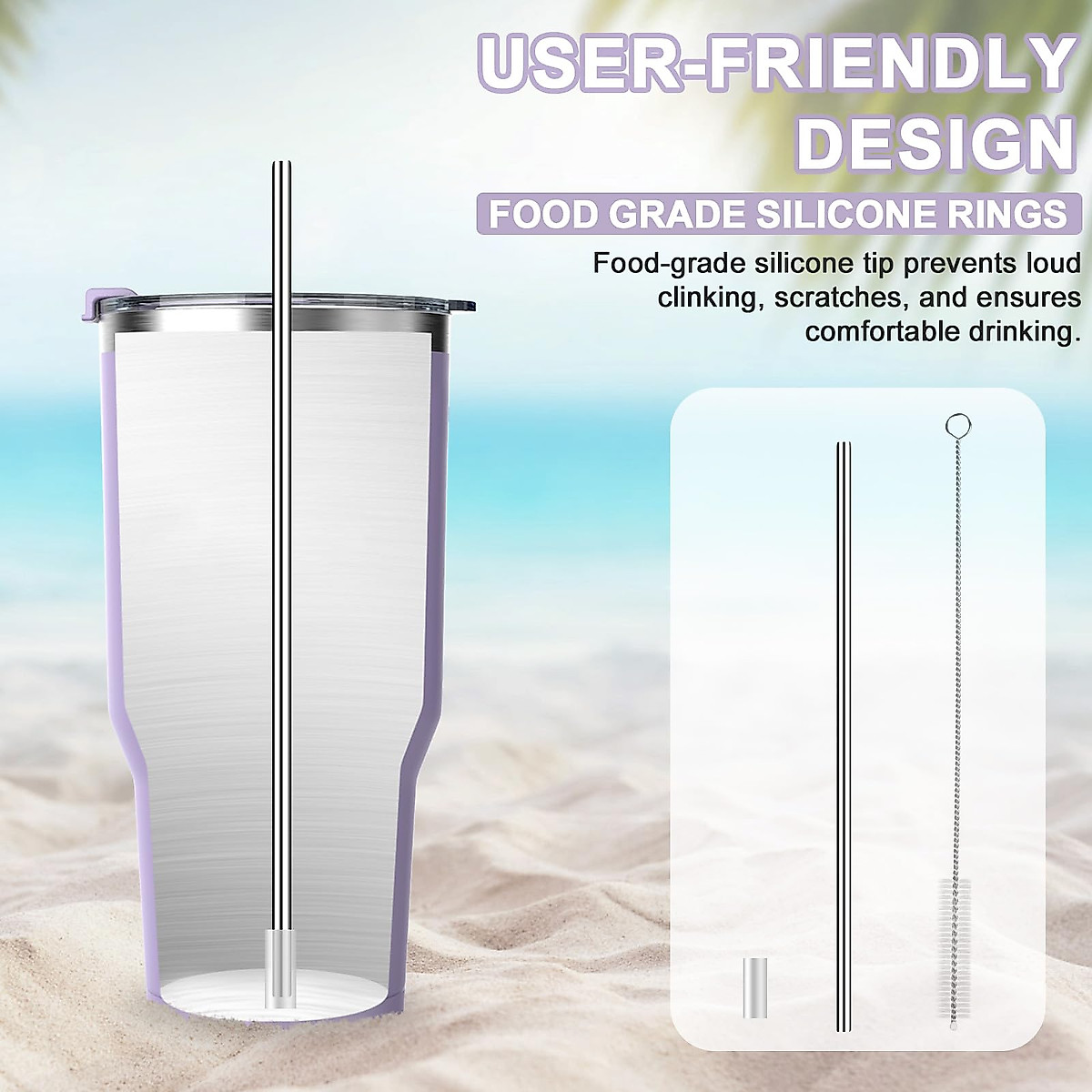 AUSOR 30 oz Tumbler with Lid and Straw,Water Bottle,Insulated Tumbler for Hot & Cold,Purple & Blue