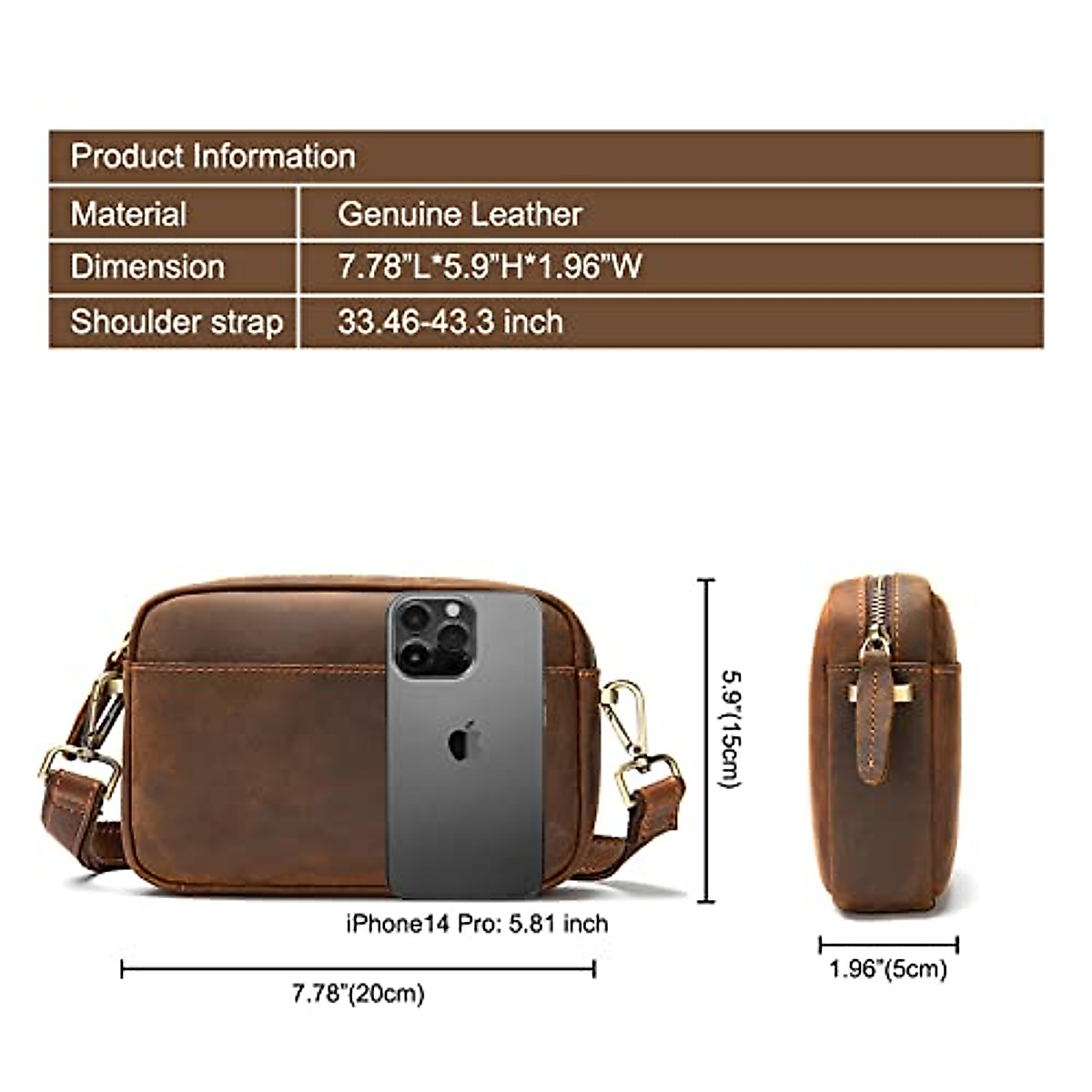 IVESIGN Crossbody Bag Leather Shoulder Bags Satchel Handbag Small Crossbody Purse for women