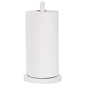 E-ROOM TREND Paper Towel Holder 1.8 LBS Heavy Weighted Base Sturdy Metal Paper Towel Dispenser Kitchen Steady Bathroom Towel Roll Stand Organizer Paper Roll Holder for Countertop Matte White(A075)