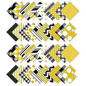 Soimoi Geometric Patterns Print Precut 5-inch Cotton Fabric Quilting Squares Charm Pack DIY Patchwork Sewing Craft- Black & Yellow