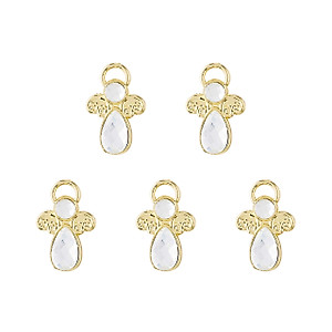 Gold Toned Glass Angel Lapel Pins, 1 Inch, Pack of 5