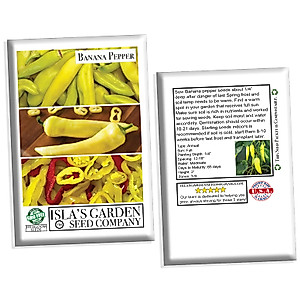 Banana Pepper Seeds for Planting, 100+ Heirloom Seeds Per Packet, (Isla's Garden Seeds), Non GMO Seeds, Other Name: Yellow Wax Pepper/Banana Chilies, Scientific Name: Capsicum annuum