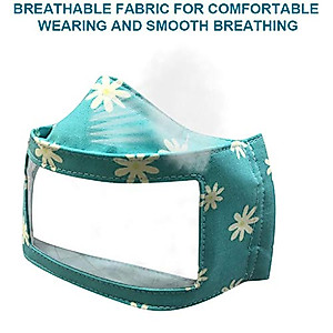 Floral Pattern Face Coverings with Clear Window Visible Expression for The Deaf And Hard Of Hearing, for Adult(B-1PC)