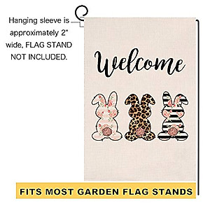 Welcome Easter Bunny Garden Flag Vertical Double Sided Burlap Yard Spring Rabbit Outdoor Decor 12.5 x 18 Inches