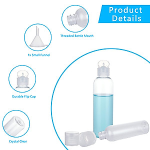 Acrux7 50 Pack 4 oz Plastic Squeeze Bottles with Flip Caps, Clear Refillable Lotion Bottles, Leak Proof Squirt Bottles, Empty Travel Squeeze Bottles for Lotions, Toiletries, Shampoo, Liquid, Creams