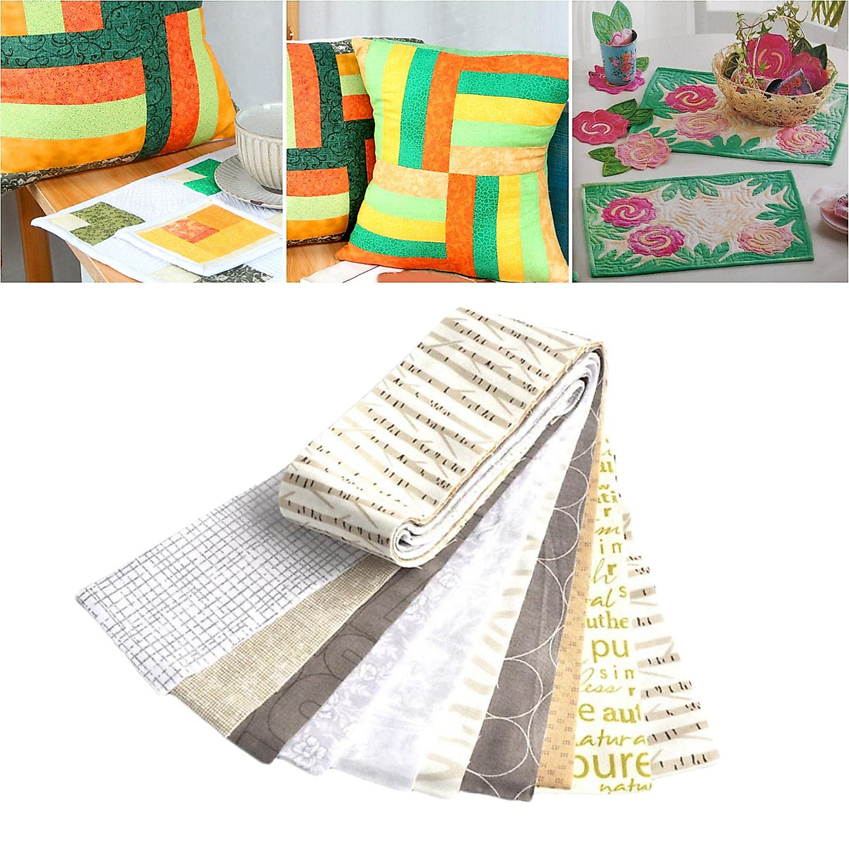 sharprepublic Roll Up Cotton Fabric Quilting Strips, Jelly Roll Fabric, Patchwork Craft Fabric Bundle, Cotton Fabric, Quilting Fabric - Beige