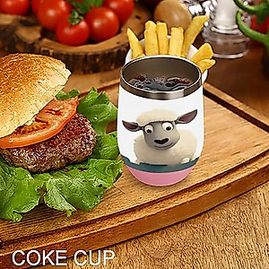 WYUSPGK 304 Stainless Steel Insulated Cup, Cute Sheep Print Smooth Rim, Durable & Reusable - Perfect for Office, Home, And Travel