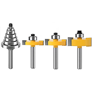 WSOOX 1/4 Inch Shank Rabbet Router Bit Set, 3 Pieces Rabbeting Router Bit with 6 Bearings Set (1/8", 1/4", 5/16", 3/8", 7/16", 1/2" Bearings) (1/4 Inch)