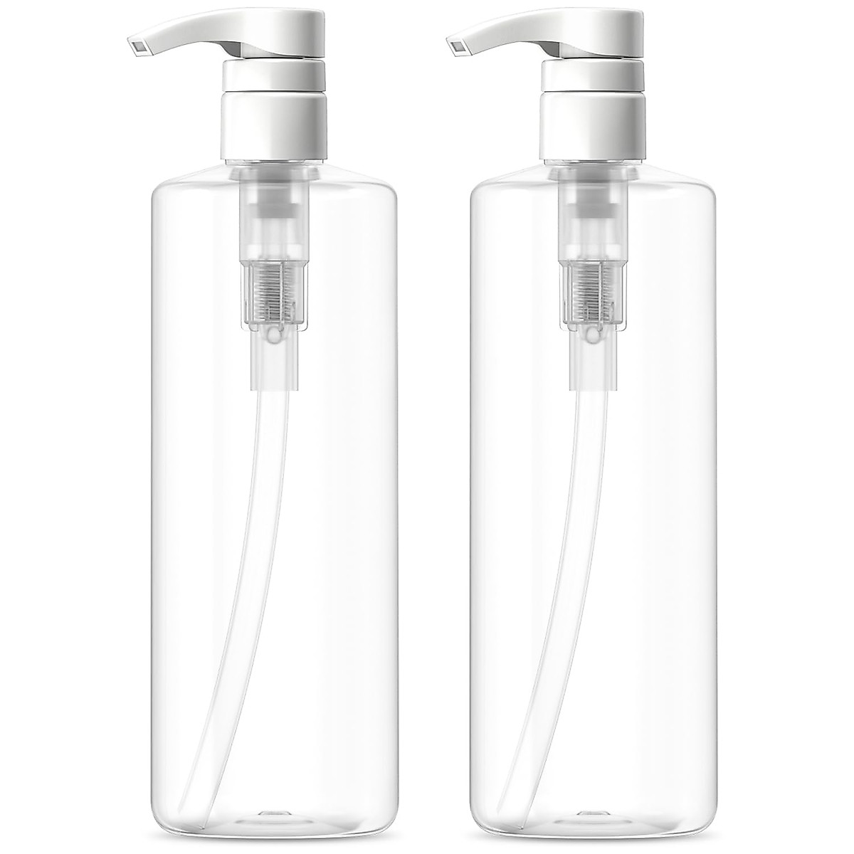 Bar5F 16-Ounce Pump Bottles for Shampoo and Conditioner BPA_Free Heavy-Duty Cristal-Clear Lotion Body Wash, 2-Pack