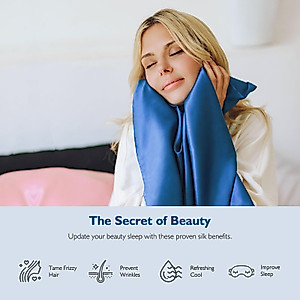 Dafinner 100% Mulberry Silk Pillowcases Queen Size, Set of 2 Black Silk Pillow Cases, Hair and Skin Friendly, Hidden Zipper, Gifts for Women Men, 2 Pack, 20x30 Inches, Moonless Night Black