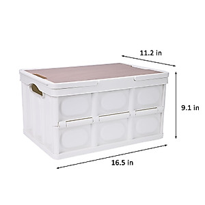 CAIHECAI Camping Storage Box with Lids Collapsible and Stackable with Table Top For Camping,Home,Office,closet,Garage,Totes,Trunk(White)
