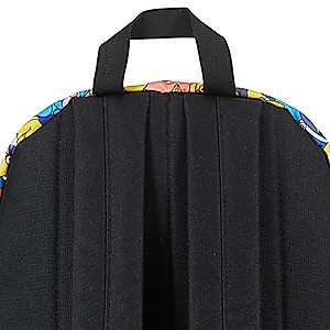 The Simpsons Homer Allover Backpack - The Simpsons Krusty The Clown, Homer, Bart and Lisa Bookbag - Knapsack for All (Yellow)