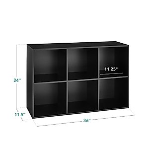 Best Choice Products 6-Cube Storage Organizer, 11in Shelf Opening, Bookcase, Display Shelf, Customizable w/ 3 Removable Back Panels – Black