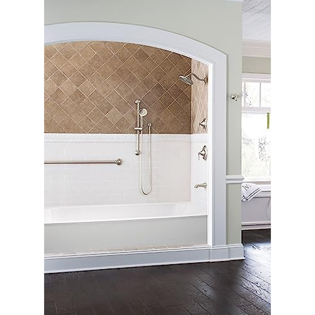 Moen Round Brushed Nickel Drop Ell, Handheld Shower Hose Wall Connector with Standard 1/2-Inch IPS, A725BN