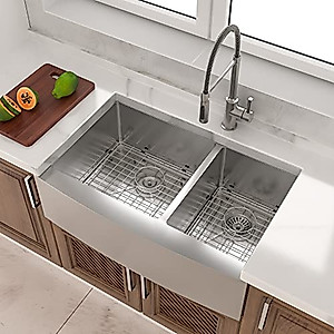 33 Farm Sink Stainless Steel - Lordear 33 Inch Farmhouse Sink Double Bowl 60/40 Apron Front 16 Gauge Stainless Steel Farm Style Kitchen Sink