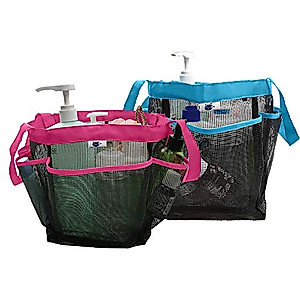 SPINFOX 2 Pack Mesh Shower Caddy, Quick Dry Shower Tote Bag Hanging Toiletry with 2 Handles for Shampoo, Conditioner, Soap and Other Bathroom Accessories