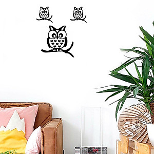 BIBITIME Nursery Decor Vinyl Sticker 3 Branches Owls Wall Decal Birds Family Living Room PVC Decorations Baby Kids Boys Girls Children Bedroom Classroom Art Decals