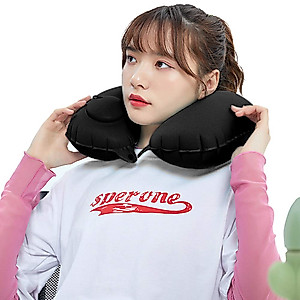 Portable U Neck Pillow Inflatable Travel Neck Pillow for Sleep Baby Car Seat Neck Support Pillow Cushion Headrest Head Protection for Airplane Train Pushchair Stroller Lightweight Washable