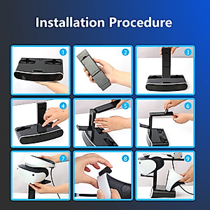 PSVR 2 Charging Station with VR Headset Holder Display Stand,Controller Charging Dock for PS5 VR2 Accessories with Led Indicator, 2 Magnetic Clasp & Type-C Cable