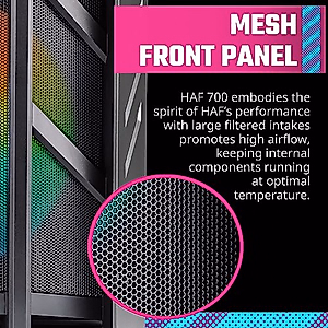 Cooler Master HAF 700 E-ATX High Airflow PC Case, Mesh Front Panel, Dual 200mm Sickleflow Customizable ARG Fans, 1 x USB 3.2 gen 2 Type C, 4 x USB 3.2 gen 1 (3.0) (H700-IGNN-S00)