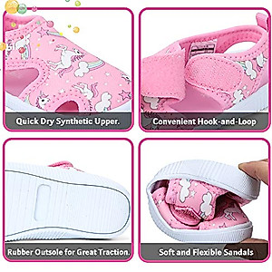 tombik Toddler Water Shoes Girls Breathable Walking Sandals for Beach, Pool, Swim Pink/Unicorn 6 US Toddler