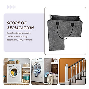 Small Basket L-Shape Stair Basket Organizer, Foldable Stair Baskets, Fabric Staircase Storage Organizer with Leather Handles, Stair Tidy Basket Bin for Laundry Basket