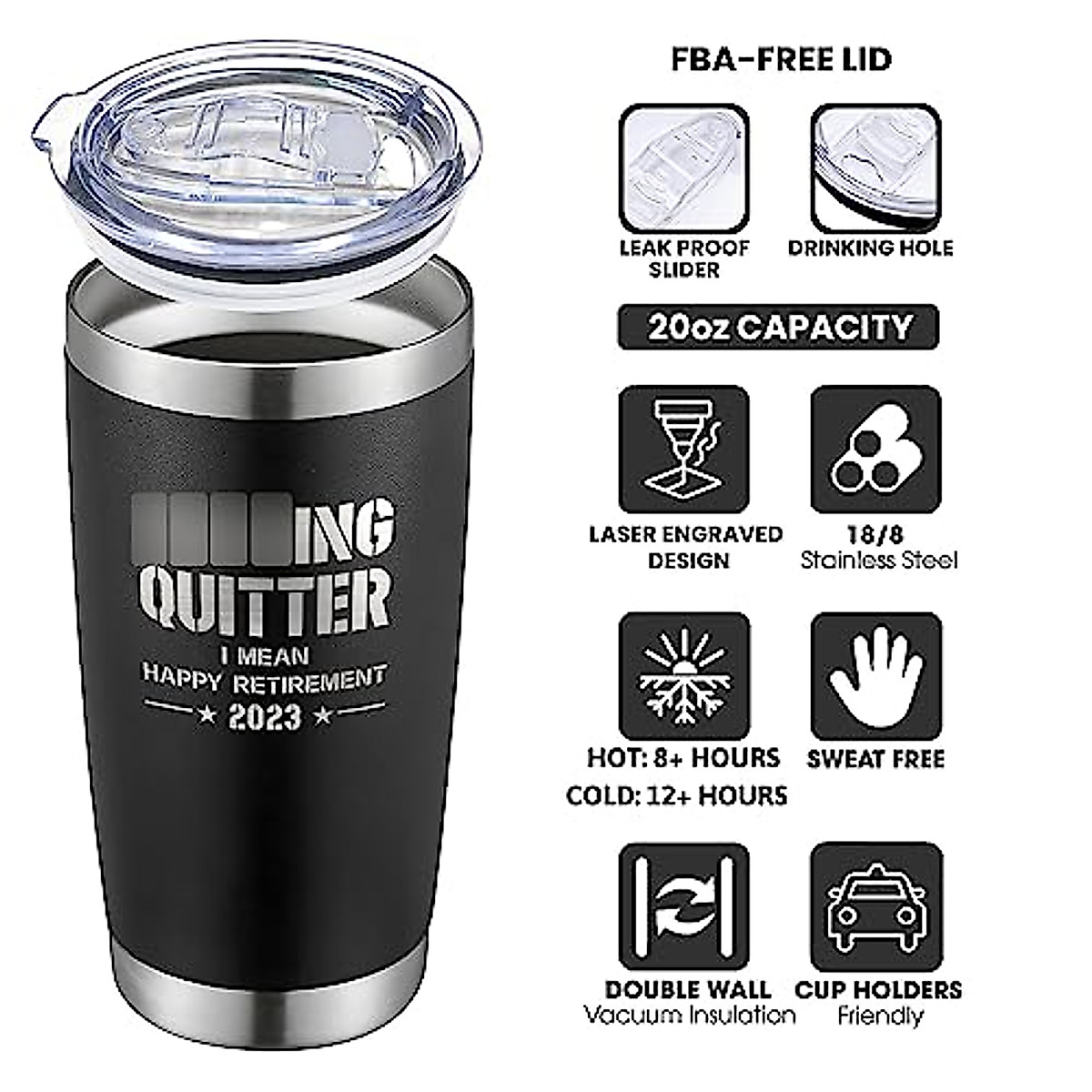 Retirement Gifts for Men 2023 - Retired Gifts for Men, Him, Dad, Husband, Friend, Coworker, Boss - Mens Retirement Gifts, Happy Retirement Gifts, Funny Retirement Gifts Men, Retired Men - 20Oz Tumbler
