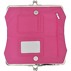 NGIL Double Frame Vintage Style Clutch Purse Wallet (HOTPINK)