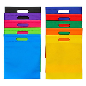 Aneco 50 Pieces Party Non-woven Gift Bags 9.5×11.5 Inch Goodie Treat Favor Bag with Handles Rainbow Tote Bag Bulk for Birthday Party Supplies