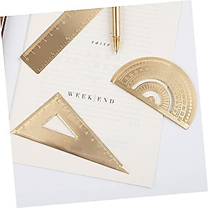 Ciieeo Triangle Ruler Triangular Ruler Stainless Steel Ruler Nordic Style Ruler Metal Protractor Plastic Ruler Clear Math Ruler Triangle Metric Ruler School Supplies with Hole Stationery