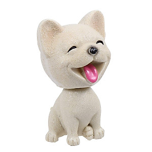 Amosfun Dashboard Nodding Heads Bobble Head French Bulldog Dog Car Dash Puppy Simulation for Car Vehicle Cake Decoration Decor Home Decorative