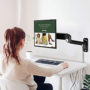 ErGear Single Monitor Wall Mount for 13 to 32 Inch Computer Screens, Gas Spring Wall Monitor Arm Holds up to 17.6lbs, Adjustable Wall Monitor Mount with Tilt/Swivel/Rotation, VESA 75x75/100x100mm