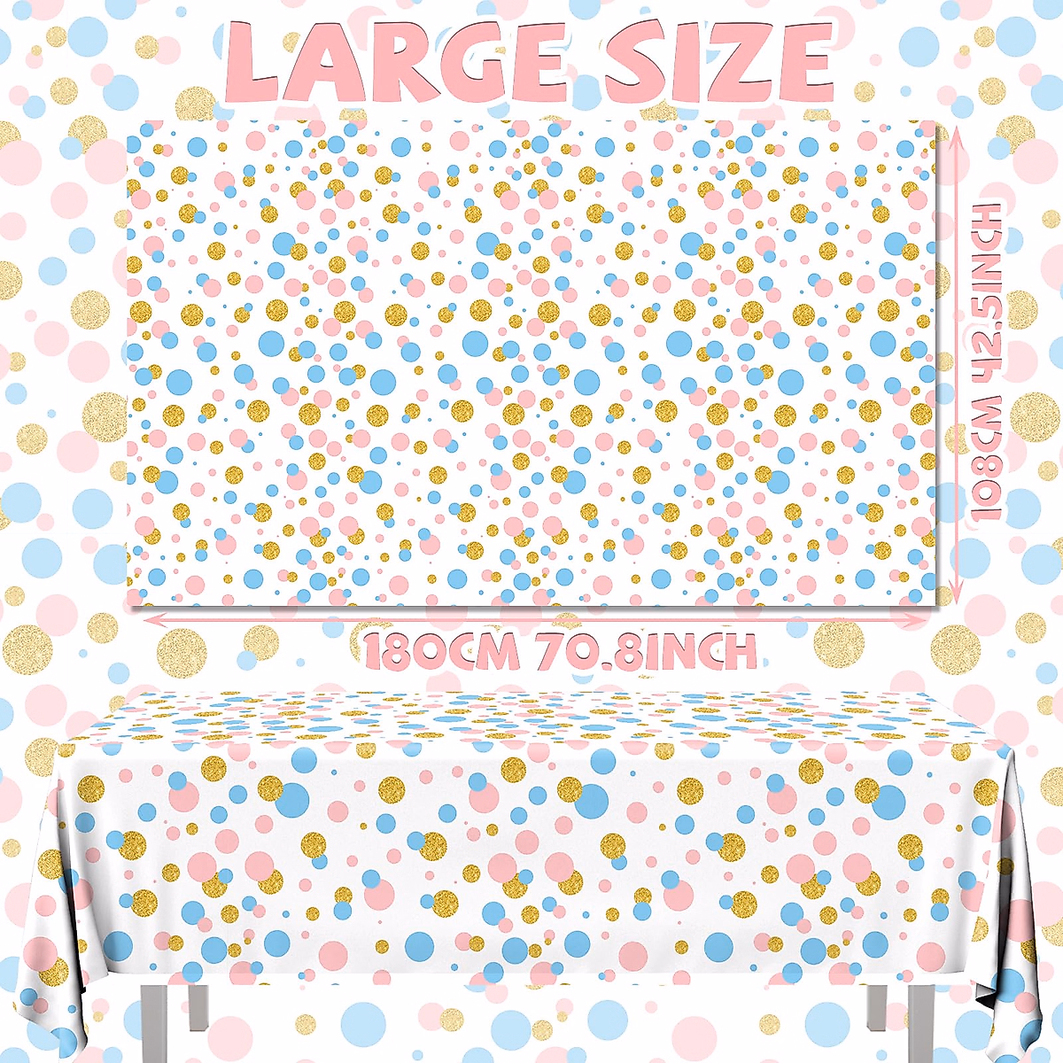 Dydamud Gender Reveal Decorations Disposable Tablecloth, 3Pcs Gender Reveal Table Cloths Baby Shower Table Cover for Boy or Girl Gender Reveal Party Decorations Supplies