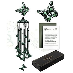 VENBEEL Wind Chimes for Outside, 33" Butterfly Wind Chimes Outdoor, Gifts for Women Mom Grandma Birthday, Memorial Gift for Garden Porch Patio Home Decor