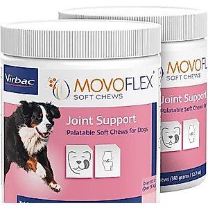 MOVOFLEX Dog Hip & Joint Support for Large Dogs | Veterinarian Formulated Dog Joint Supplement | One Chew A Day | Yummy Dog Treats or Put in Dog Food - Gluten Free | 60 Soft Chews - 2 Pack