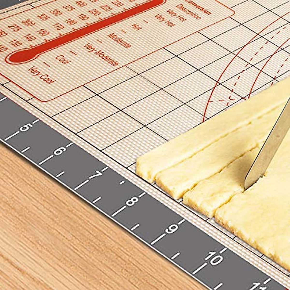 Silicone Pastry Baking Mat Non Stick-Large Rolling Dough with Measurements-Non Slip Pizza,Fondant,Pie,Cake Baking Mat - 26 x 16 Inch By Cook Time