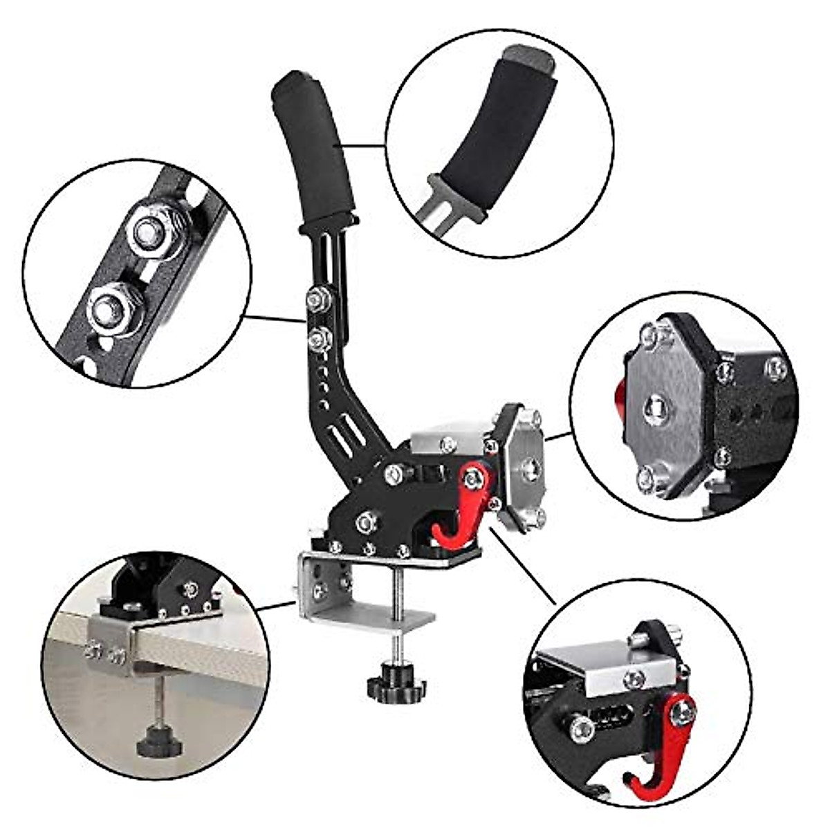 WHWEI 16bit Hall Sensor USB Handbrake SIM W/Clamp Fit for Racing Games G25/27/29 T500 FANATECOSW Dirt Rally (Color : Red)