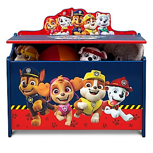 PAW Patrol 2-Piece Toddler Bedroom Set by Delta Children - Includes Toddler Bed and Deluxe Toy Box, Blue