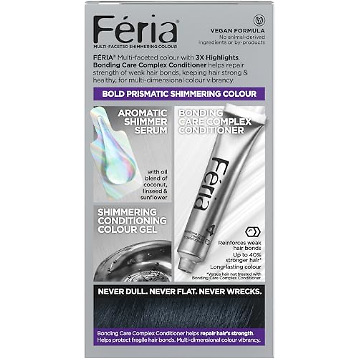 L'Oreal Paris Feria Multi-Faceted Shimmering Permanent Hair Color, 21 Starry Night (Bright Black), Pack of 1, Hair Dye