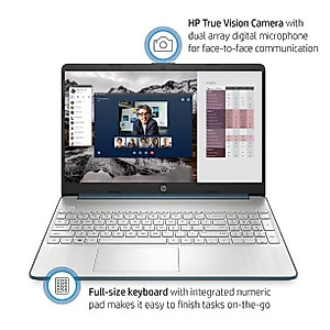 HP 2023 Newest Laptop, 15.6 Inch Screen FHD Display, AMD Ryzen 5 5500U Processor, 16GB RAM, 1TB SSD, AMD Radeon Graphics, Spruce Blue, Bluetooth, Webcam, HDMI, Windows 11 Home, Bundle with JAWFOAL