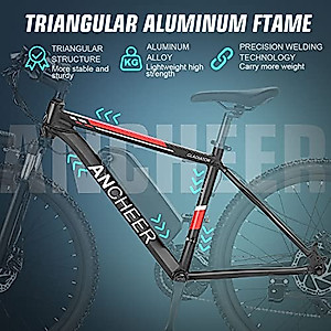 ANCHEER 26'' Gladiator Electric Bike for Adults 500W Ebike 20MPH Adult Electric Mountain Bike, 48V 10.4Ah Removable Lithium Battery, Cruise Control, Shimano 21S Gears, 3.5Hours Charge