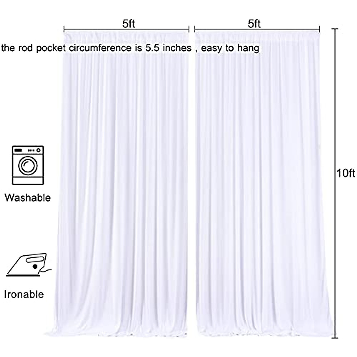 10 x10ft Thick White Wrinkle Free Backdrop Curtain Drapes White Backdrop Panels Background for Photography Wedding Parties Birthday Baby Shower