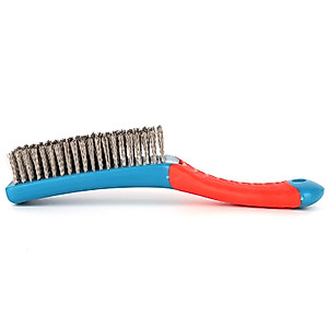 Wire Brush for Metal Paint Removal Steel Wool Scrubber with Handle Rust Stain Remover Tool Metal Bristle Brush for Cleaning Concrete Paint Remover Scrub Brush with Stainless Steel Wire Bristles