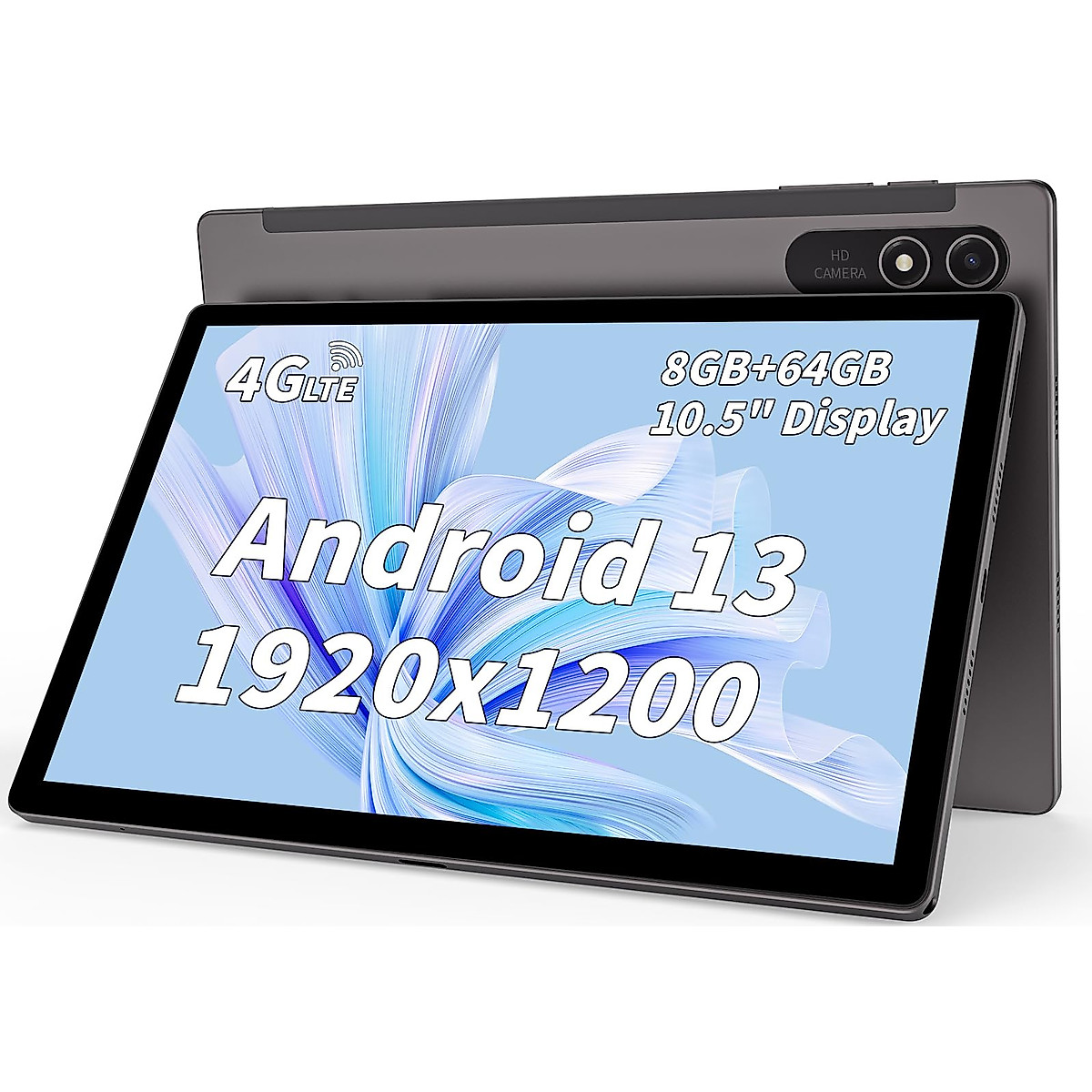 aiprotablet Android 13 Tablet 10.5 inch Tablets, 1920x1200 FHD IPS Display, 4G Cellular Tablet with 8GB RAM 64GB ROM 1TB Expand, Octa-Core Processor, 6000mAh, 8MP+13MP Camera, Face